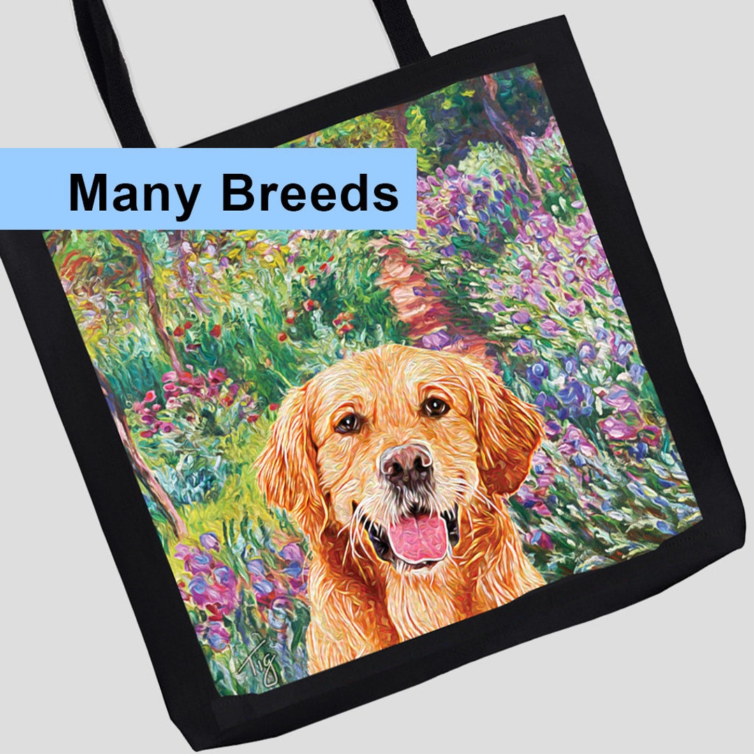 Monet Dog Tote Bag, Claude Monet Artists Garden Tote, Aesthetic Totebag ...
