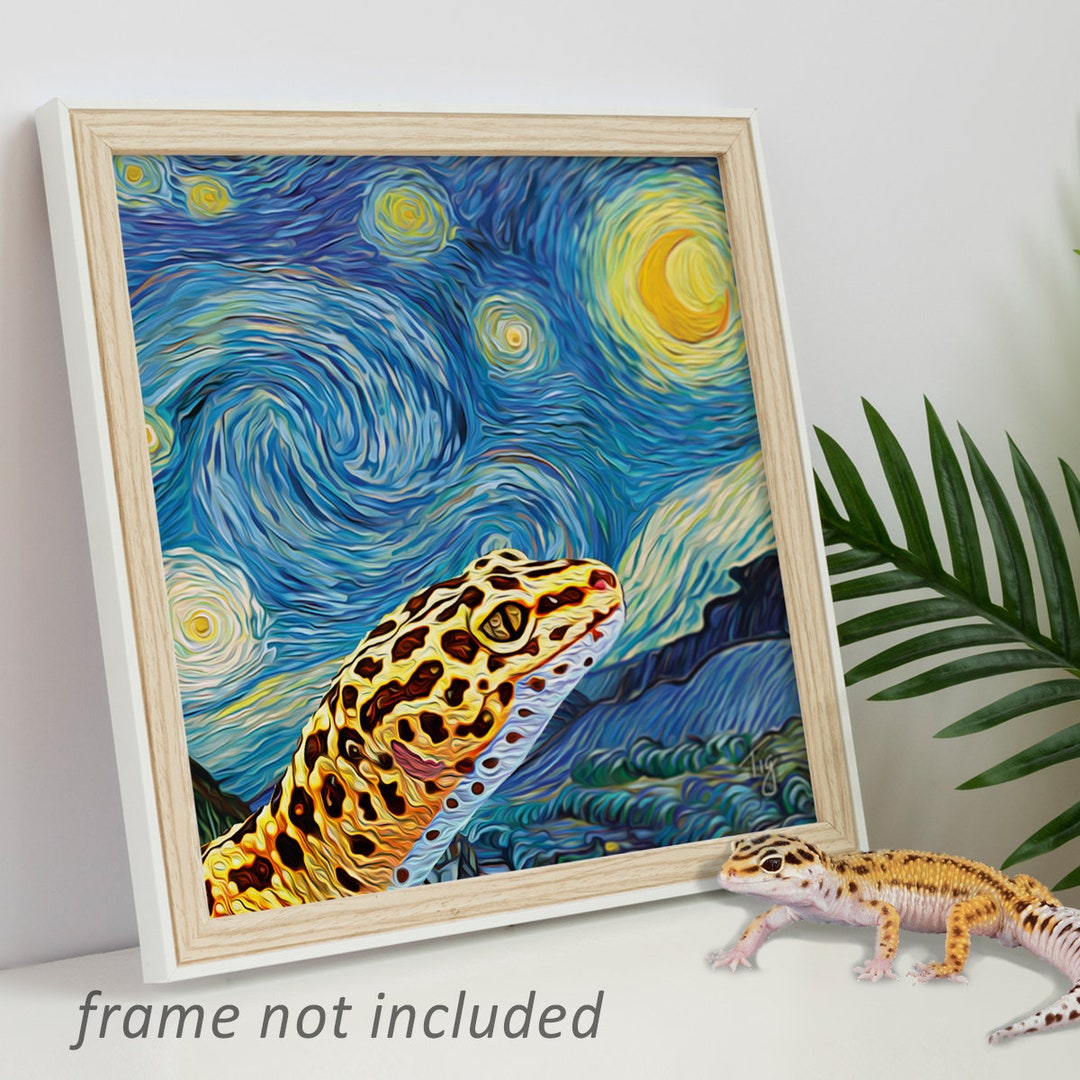 Leopard Gecko Starry Night, Van Gogh Print, Leopard Gecko Art Poster ...