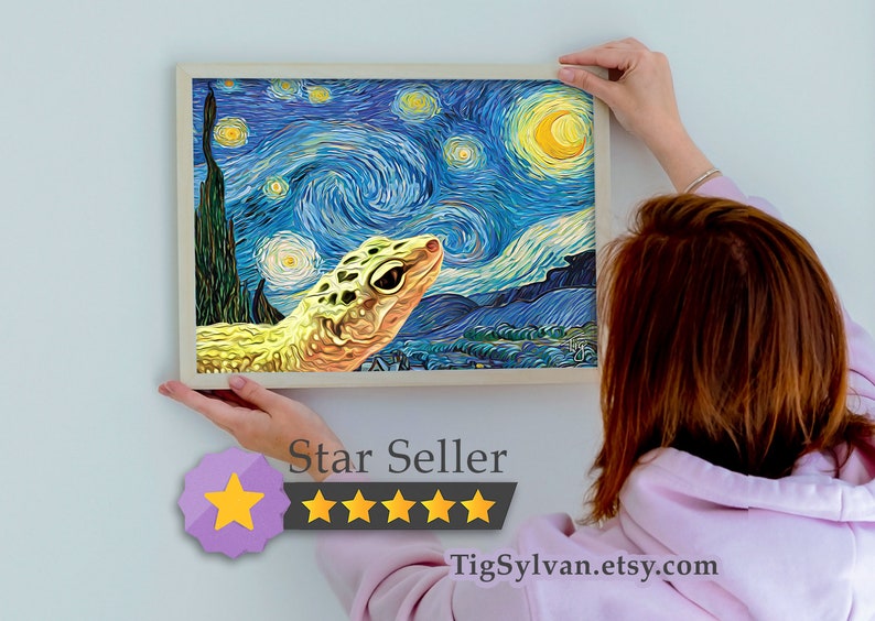 Leopard Gecko Starry Night V2 Van Gogh Print Leopard Gecko - Etsy