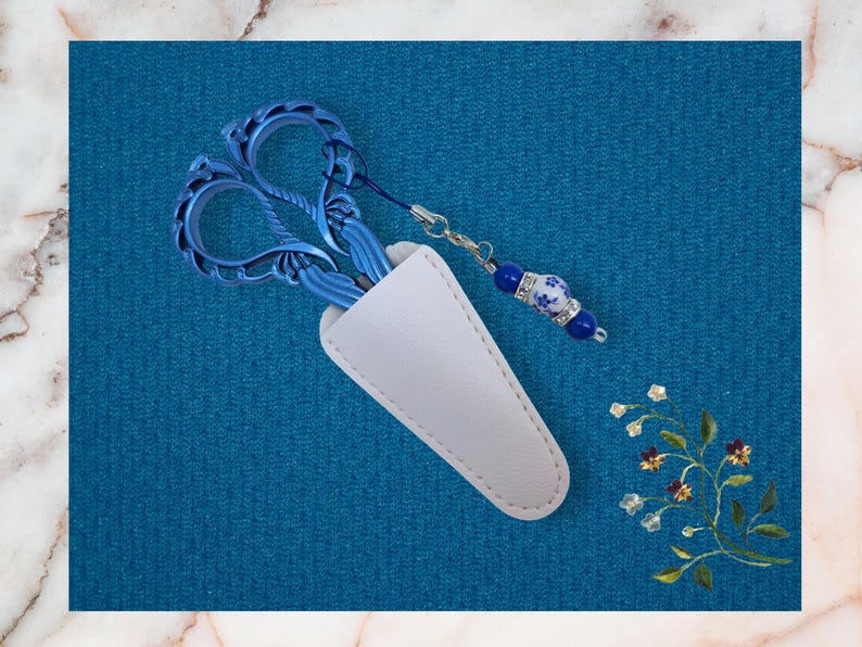 Blue Embroidery Scissors With Blue Floral Beaded Tassel Charm - Etsy