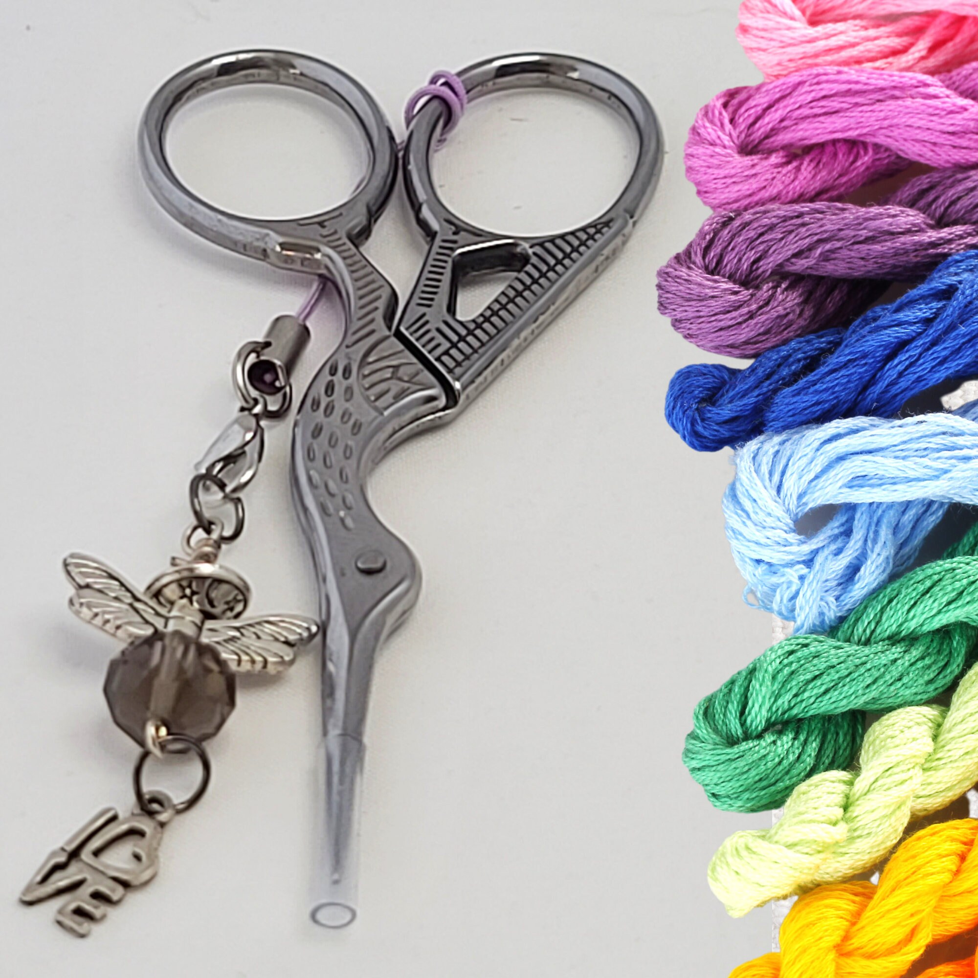 Scissor Fob Stork Embroidery Scissor Purple Amethyst Colored - Etsy