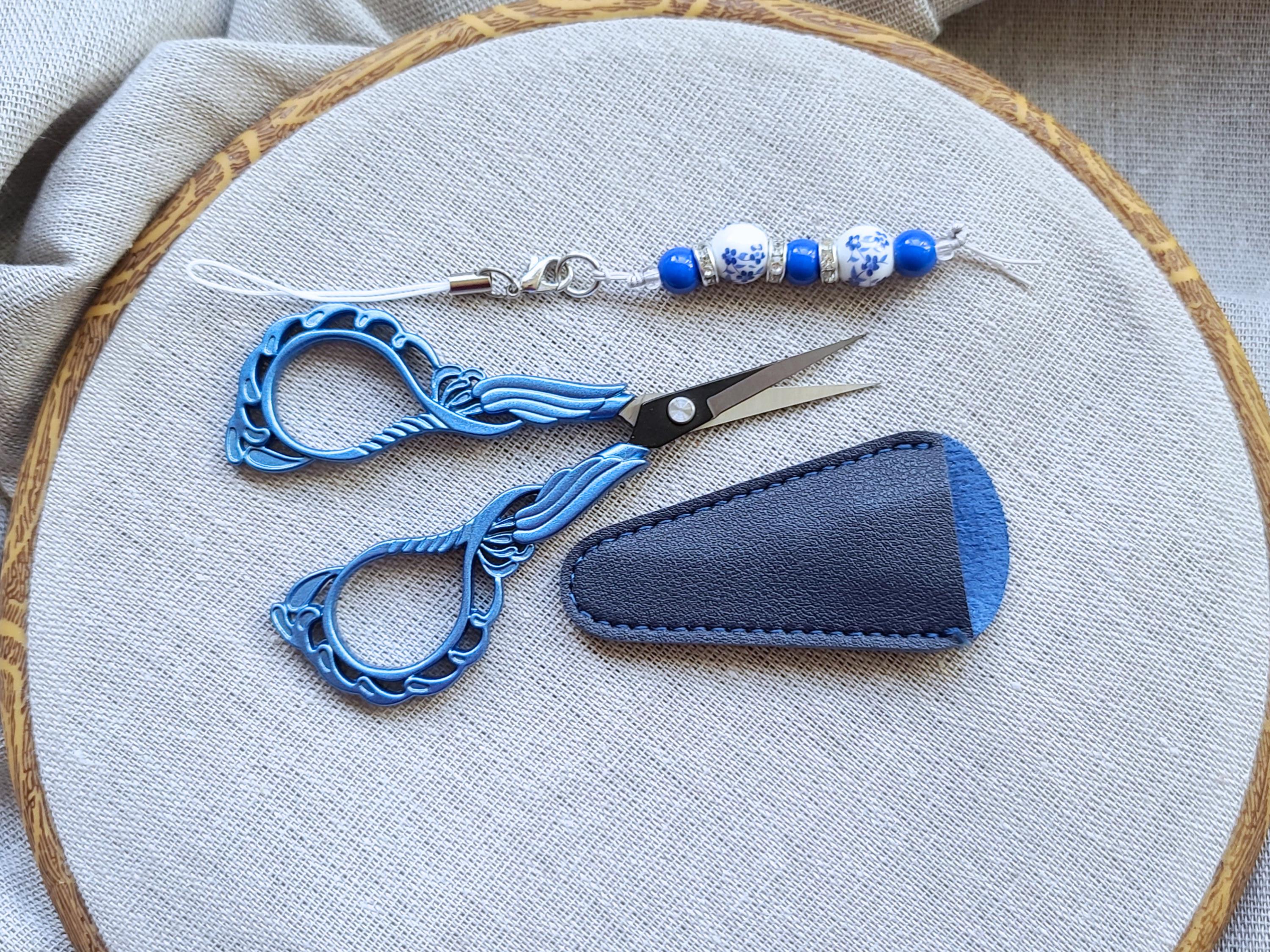 Blue Beaded Scissor Fob & Embroidery Scissors Set - Chinoiserie Style ...
