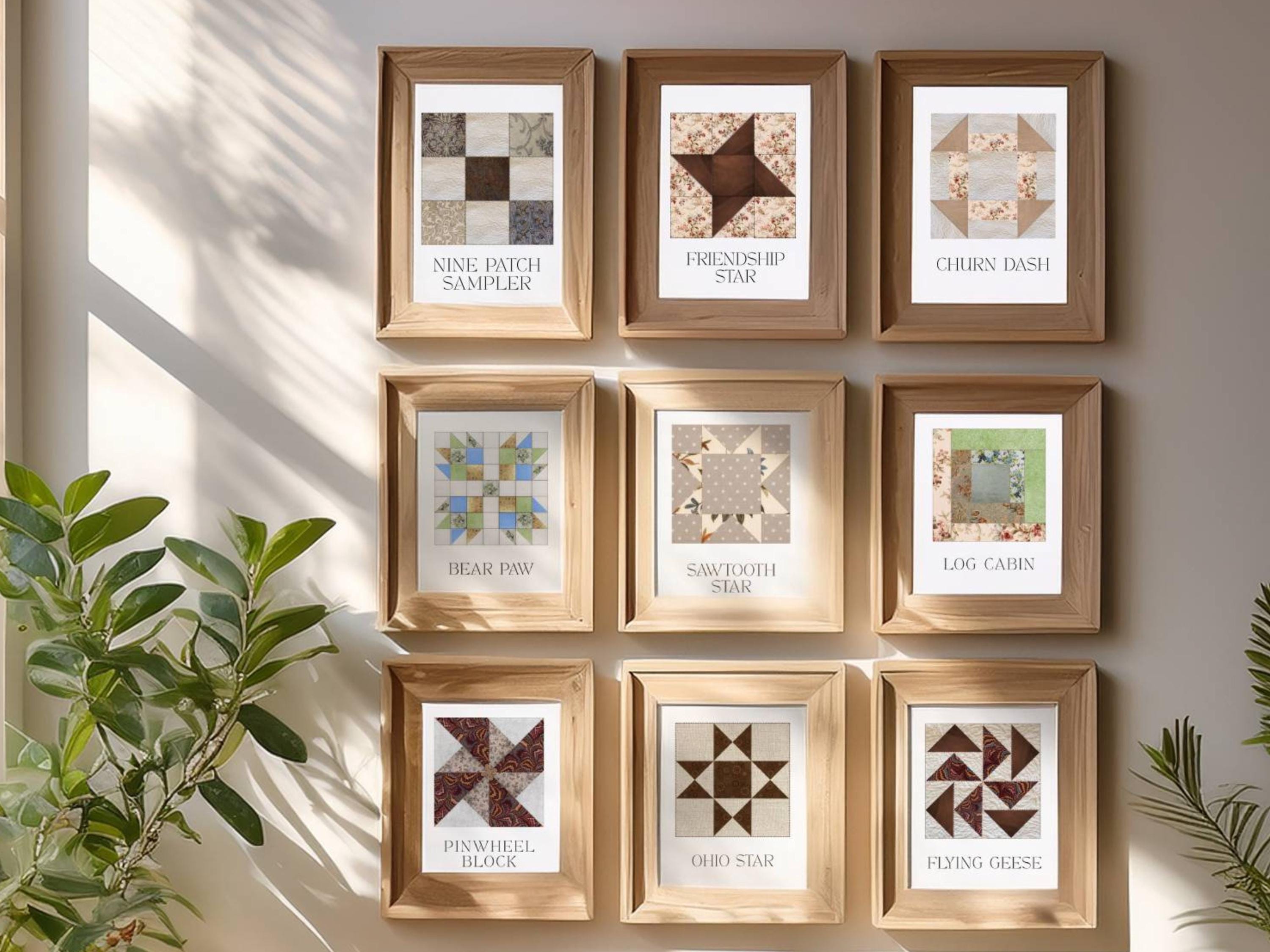 Classic Sampler Quilt Block Wall Art Set of 9 | Digital Download Sewing ...