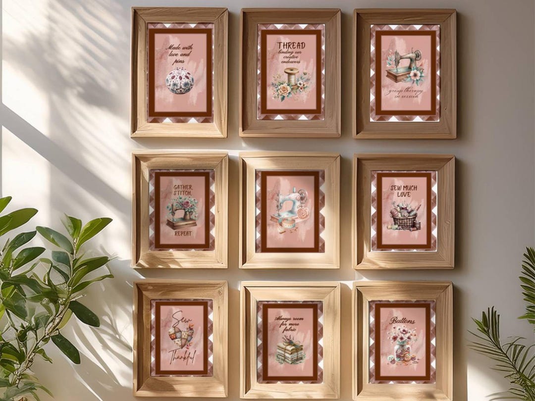 Neutral Cottagecore Sewing & Quilting Room Décor: Instant Download, Set ...