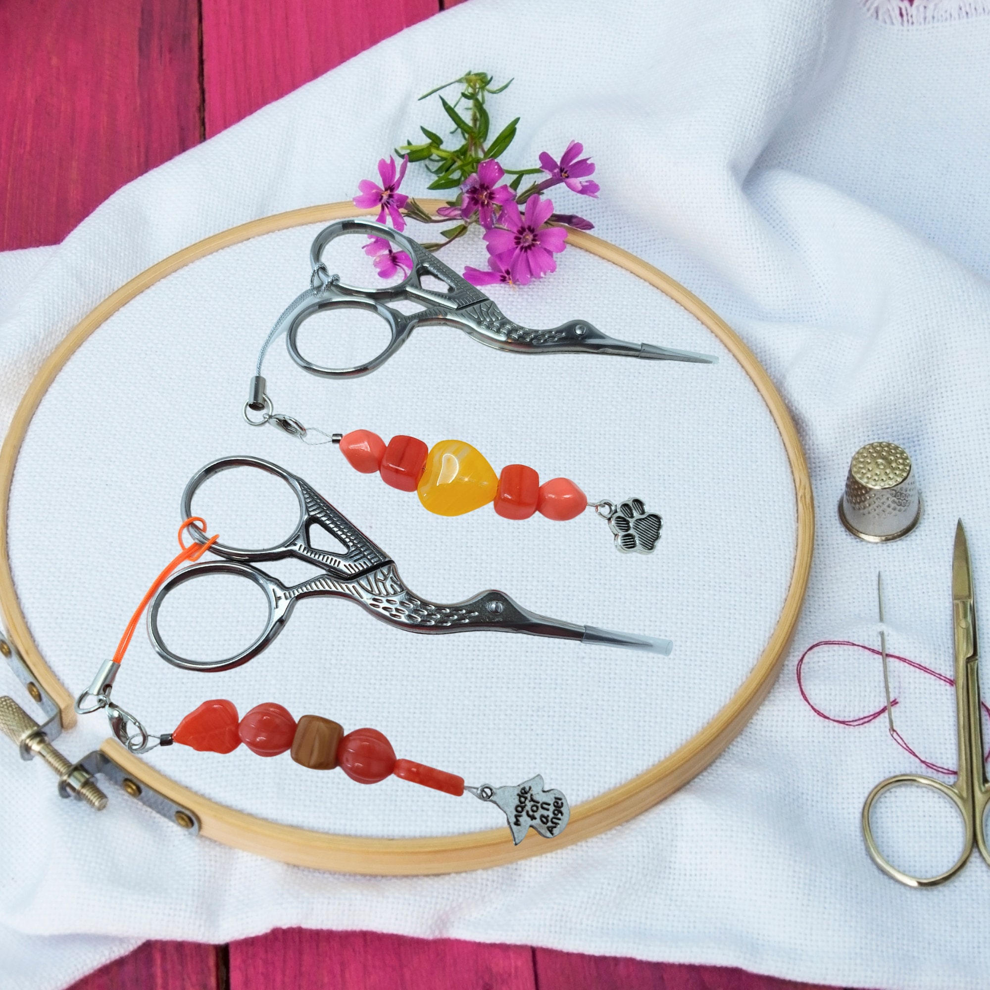 Needlework Scissor Fob Set, Autumn Color Beaded Scissor Fobs ...