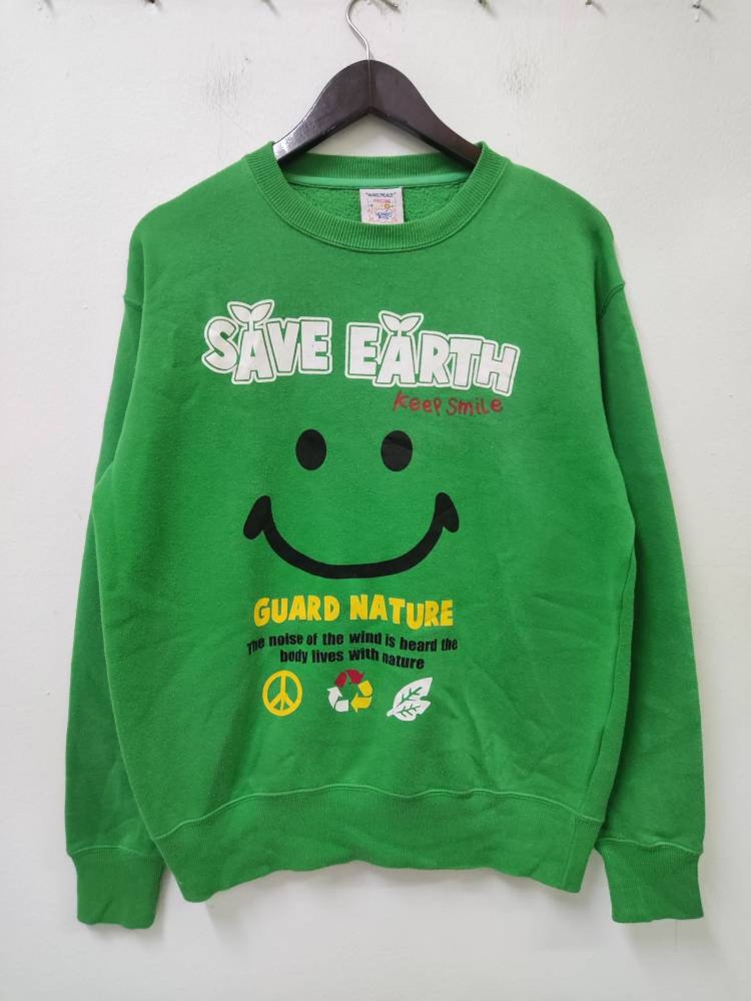 Save Earth Smiley Face Sweatshirt Smiley Crewneck Smiley Face Print ...