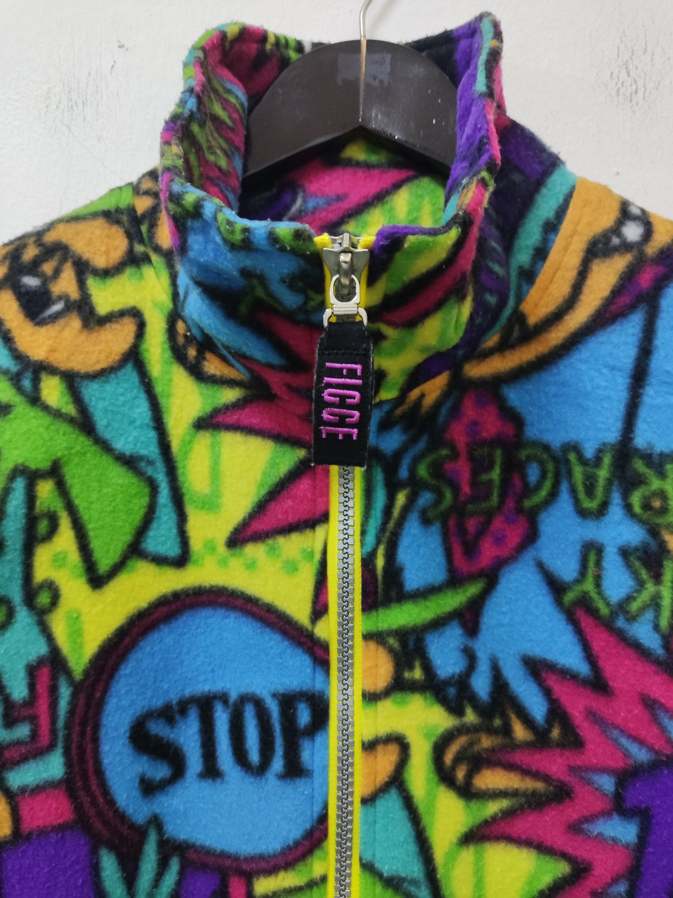 Vintage Ficce Sports Wacky Races Fleece Jacket Small Cartoon Print ...