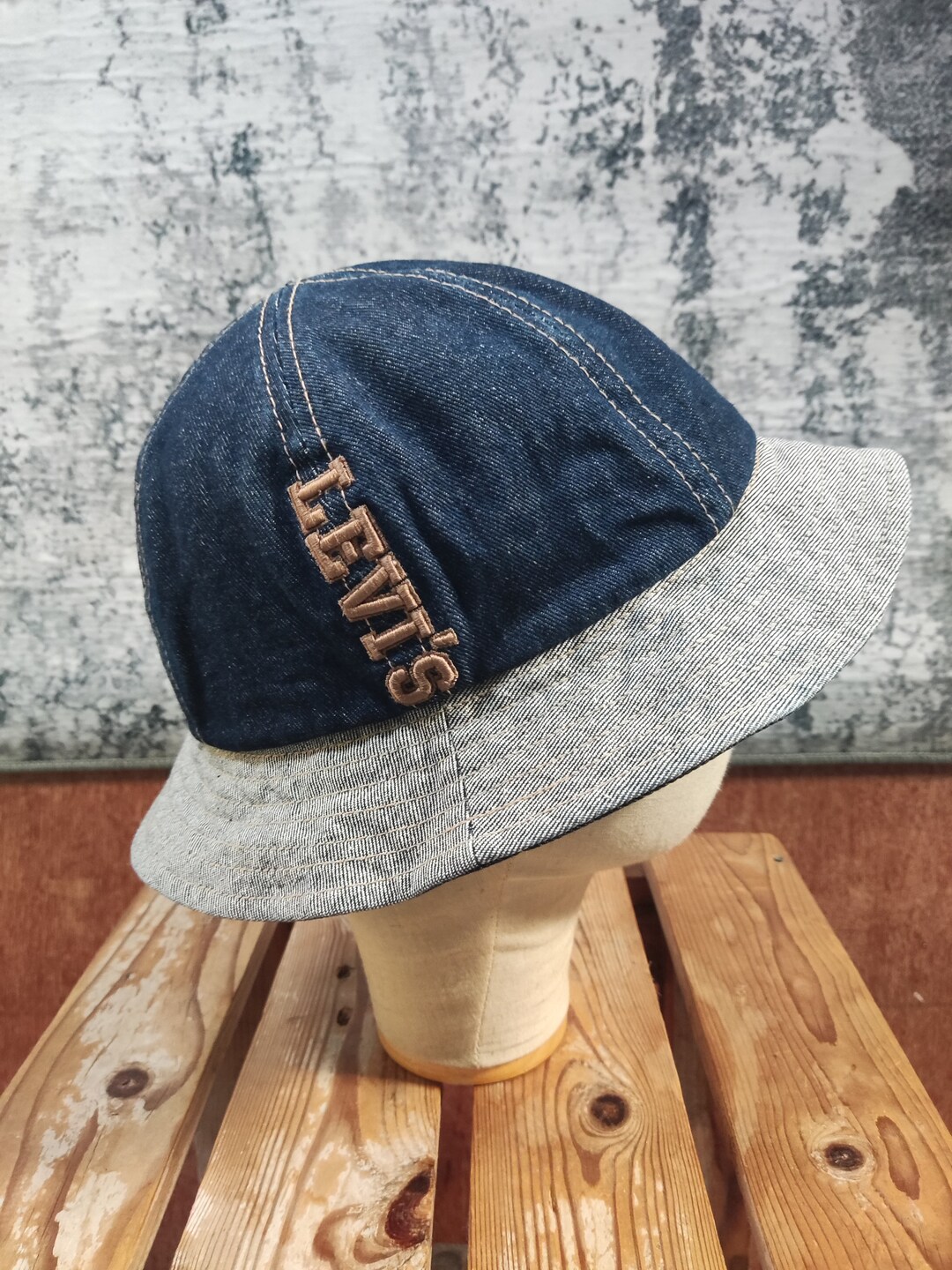 Vintage Levis Denim Bucket Hat Levis Blue Hat Embroidery Logo Levis ...