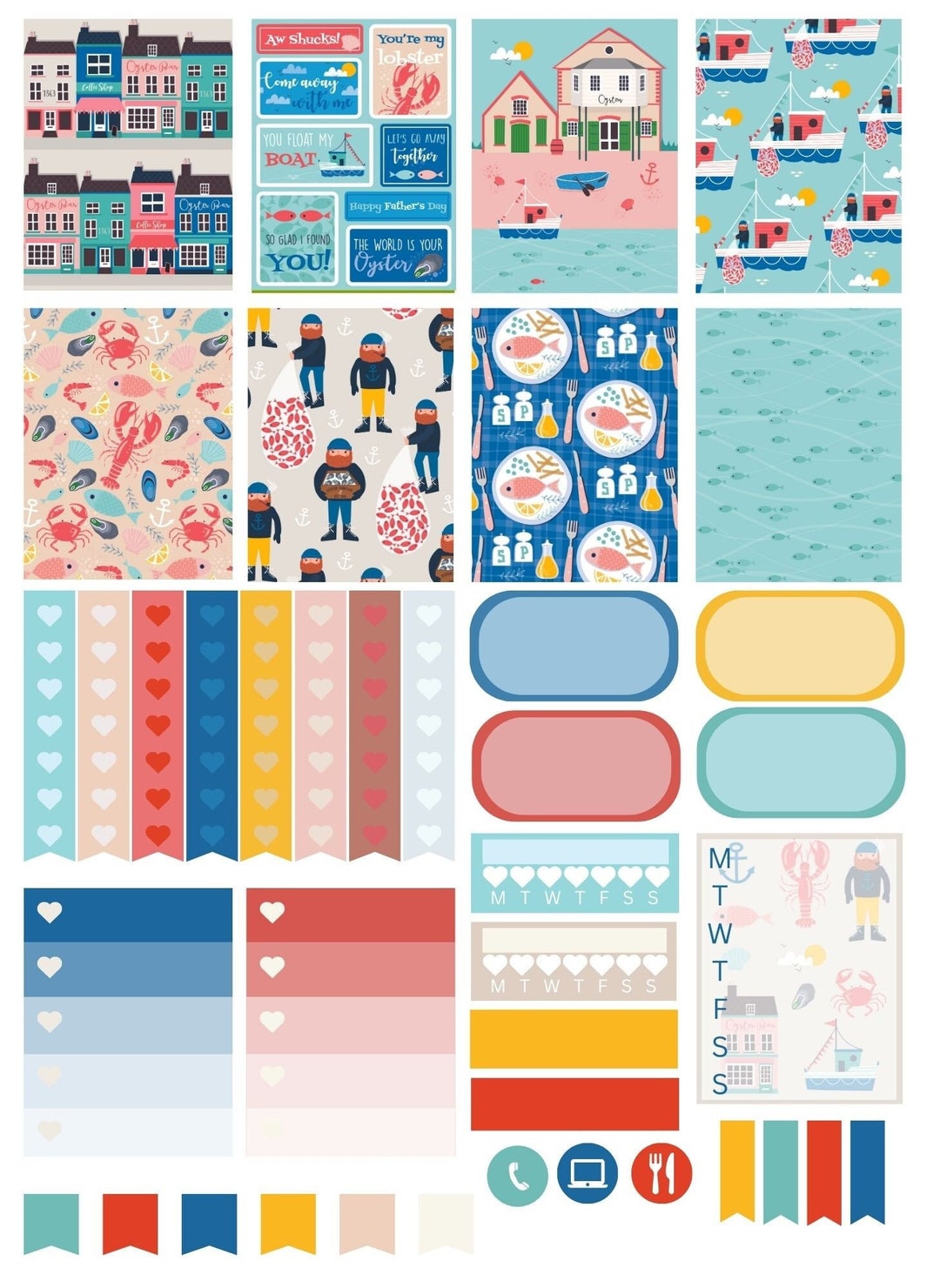 Father's Day Fisherman Planner Sticker Kit PRINTABLE With CUT FILES - Etsy