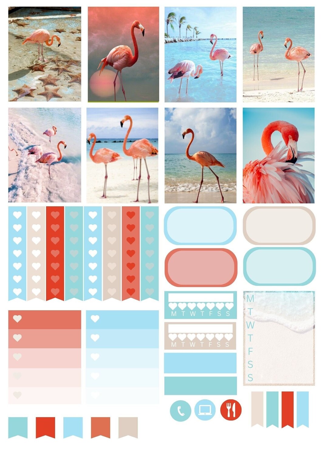Realistic Flamingo Photo Sticker PRINTABLE Kit With CUT FILES - Etsy