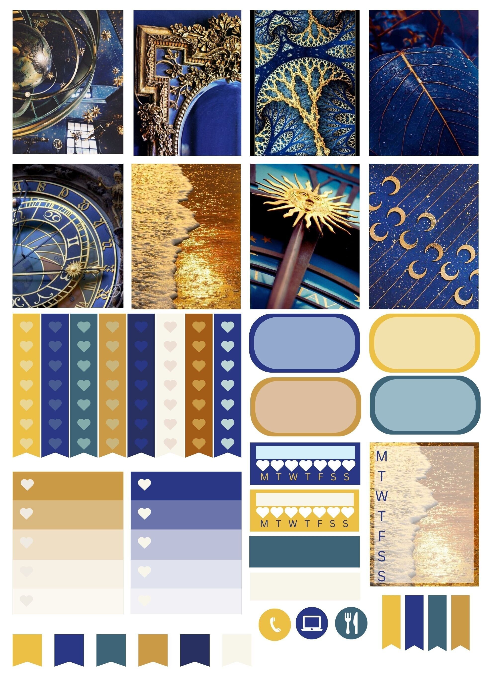 Blue and Gold Realistic Printable Planner Kit With CUT FILES - Etsy