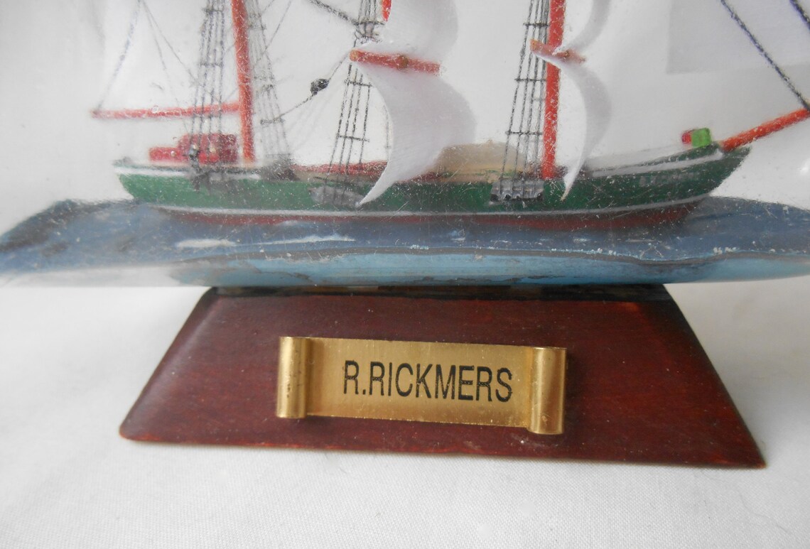 Vintage Ship in a Bottle R Rickmers German Sailing Nautical - Etsy