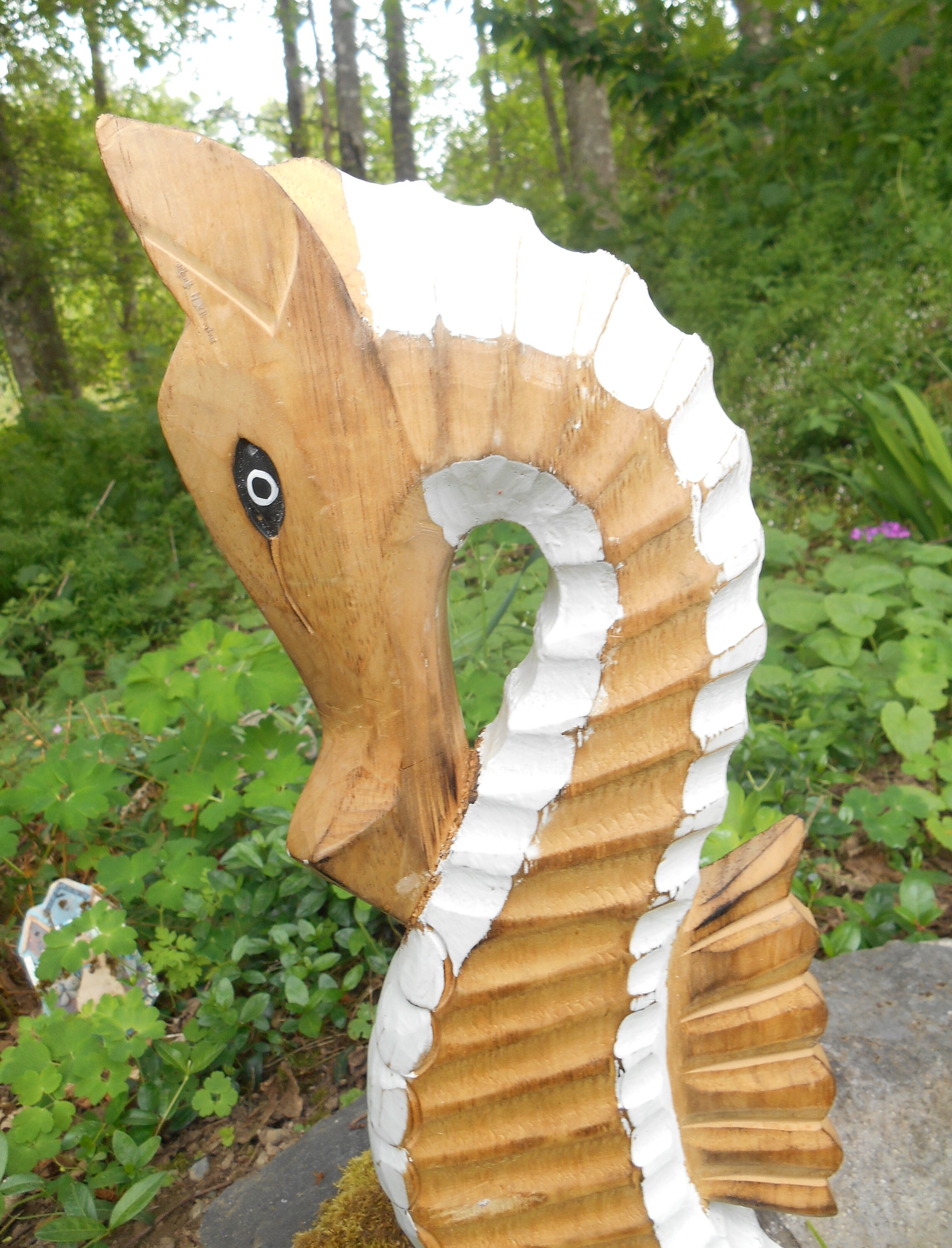 Vintage Seahorse Albasia Wood Sculpture 20 Tall, Indonesian Hand Carved ...