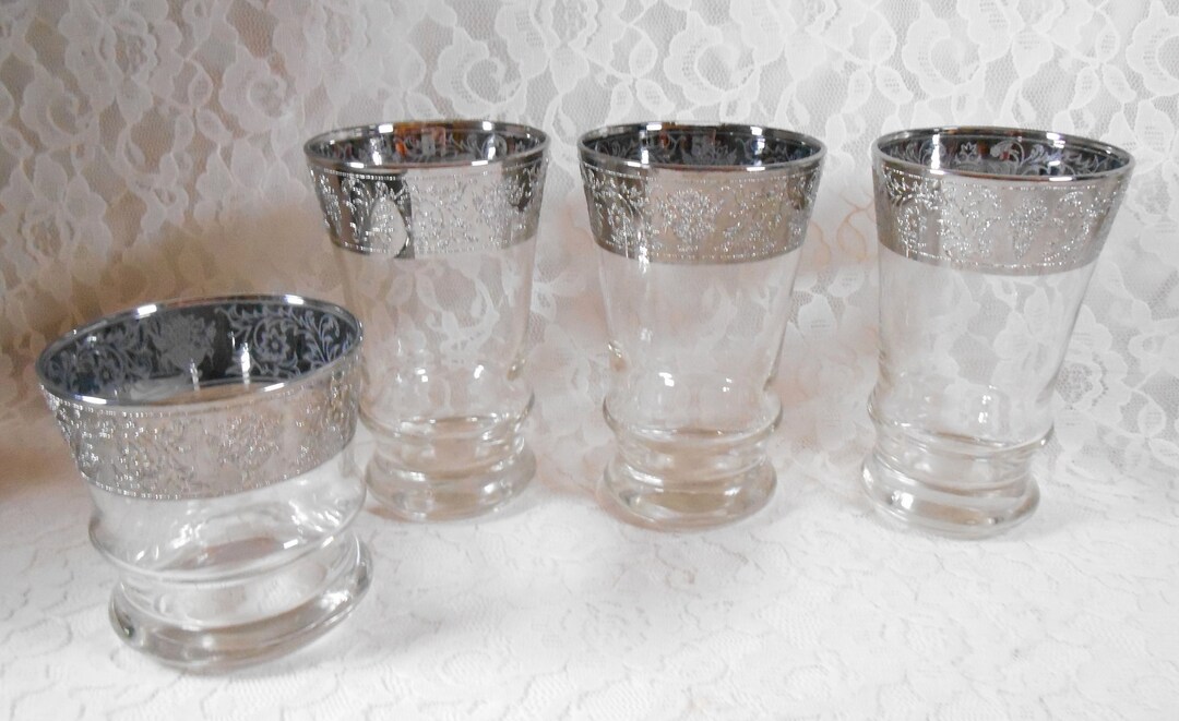 Vintage Queen's Vitreon Lusterware Large Highball Glassware Glasses Set ...