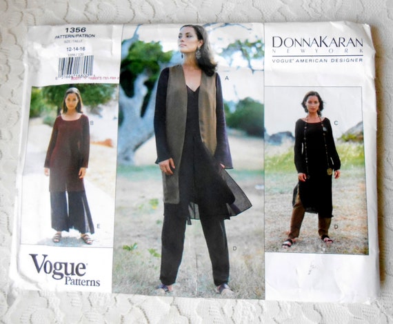 Vogue 1356 Sewing Pattern Long Duster Vest Tunic Pants by - Etsy