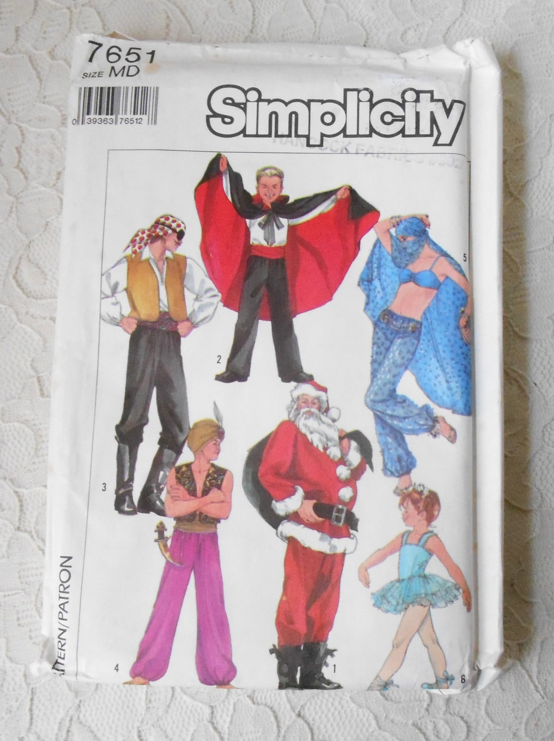 Simplicity 7651 Sewing Pattern Unisex Costumes Vampire, Ballet, Belly ...