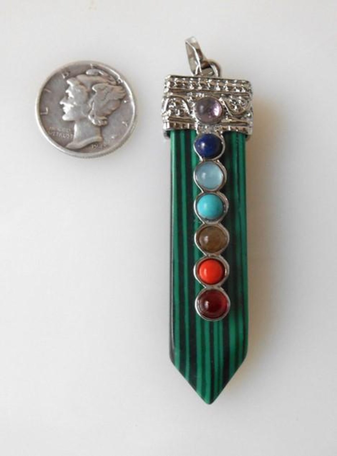 Choose Your Chakra Stone Pendant, Sword Pendulum Style Crystals, W ...