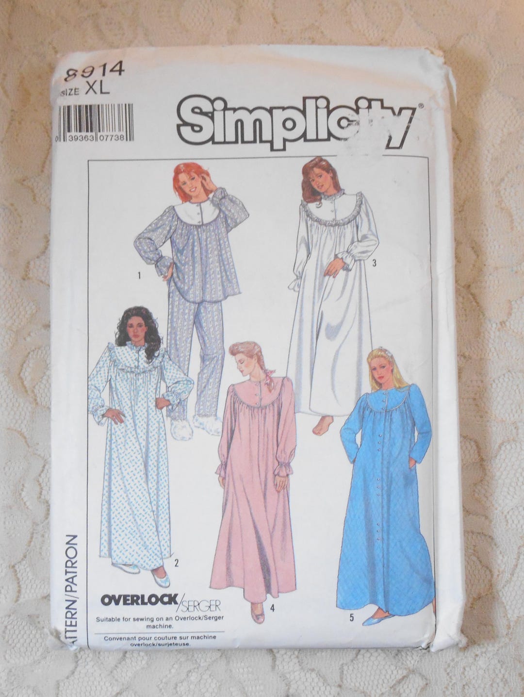 Simplicity 8914 Sewing Pattern Nightgown, Front Button Yoke, Long ...