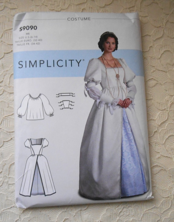 Simplicity Sewing Pattern S9090 Dress Boned Bodice Historical | Etsy
