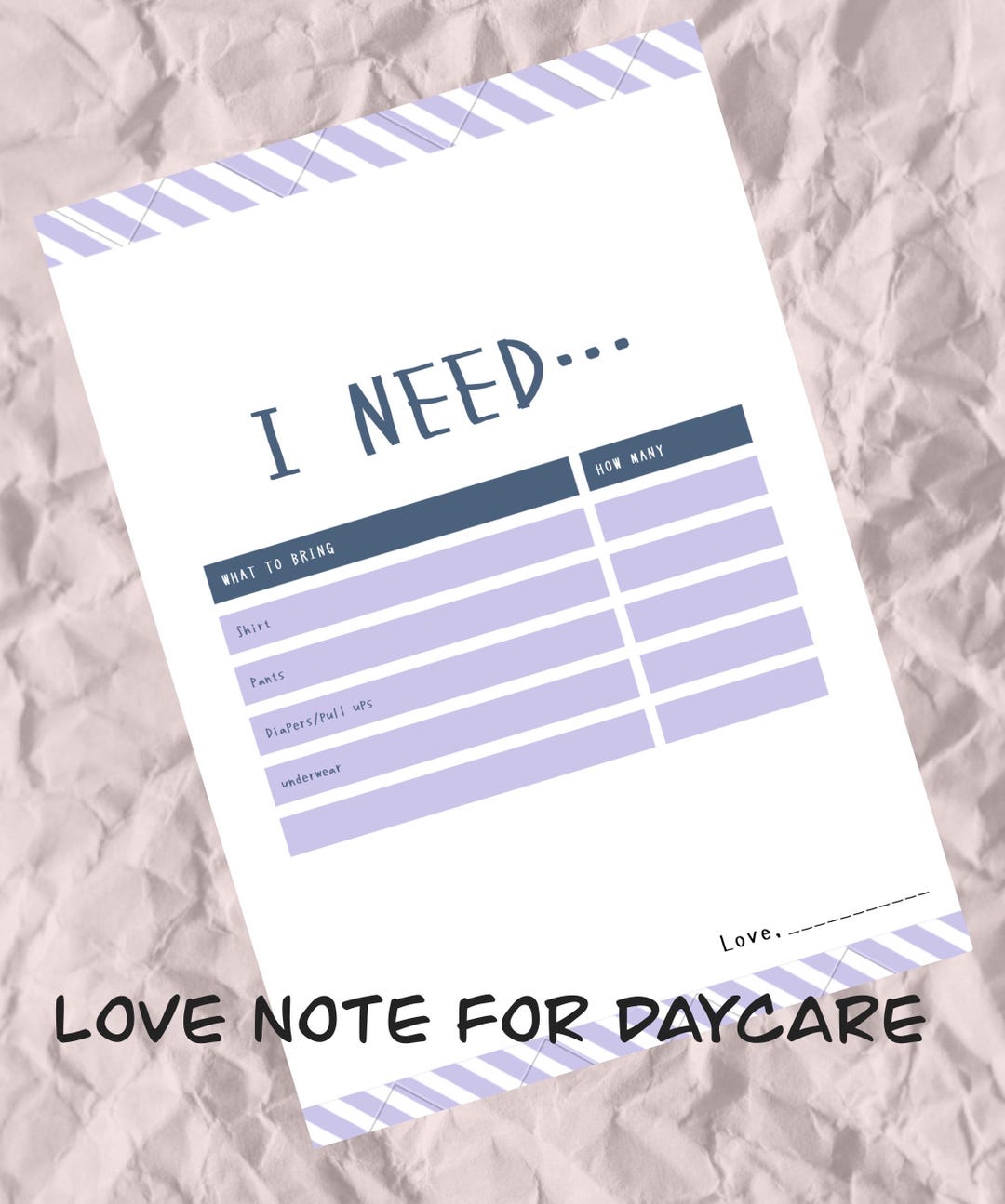 Printable Love Note for Daycare, Canva Editable - Etsy
