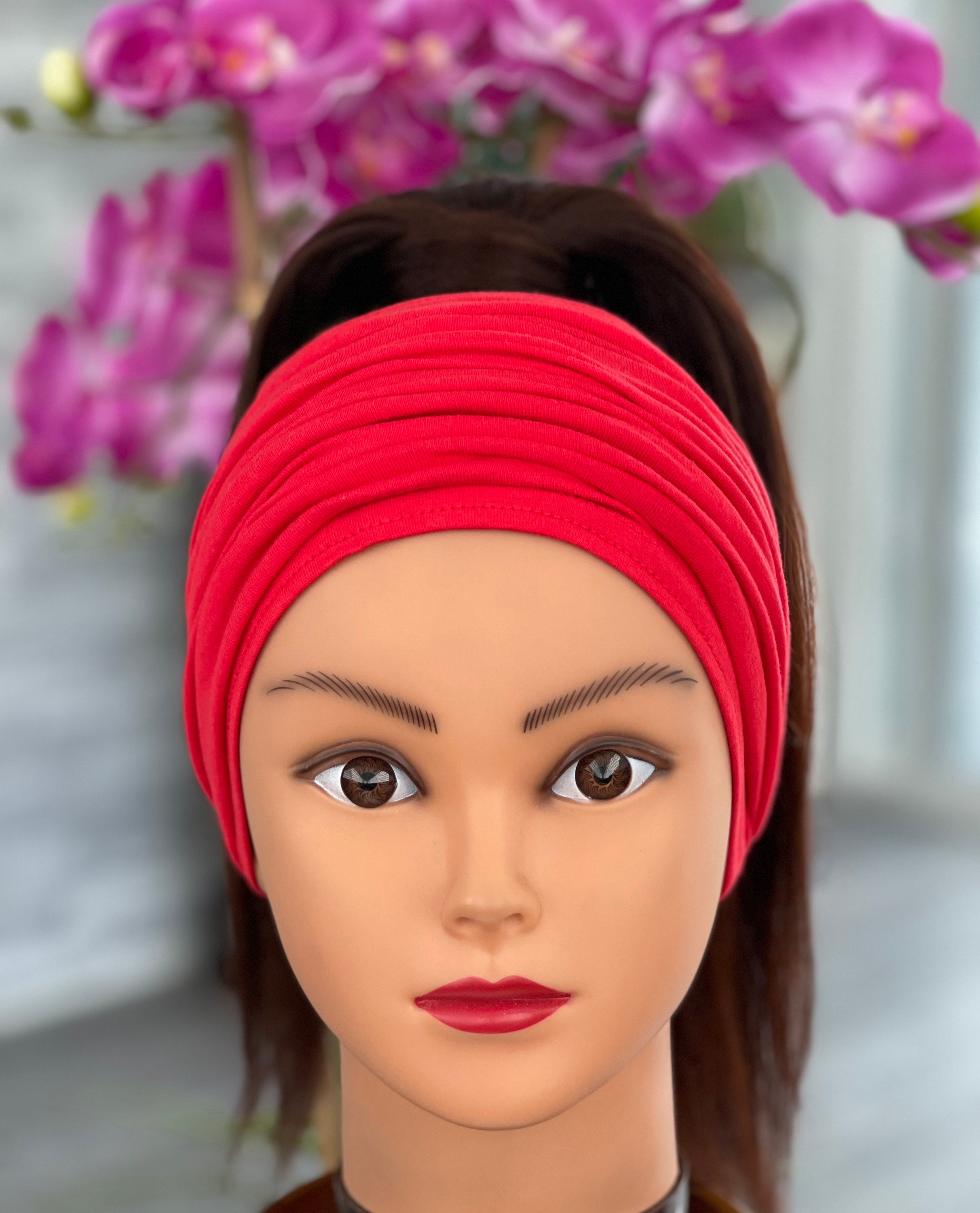Red Scrunch Headband, Extra Wide Jersey Headband, Nurse Headband ...