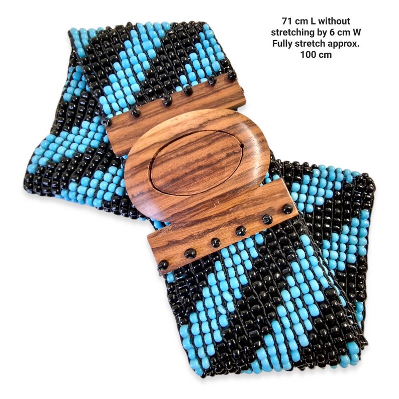 Hand Beaded Belt, Stretch Bead Belt, Hardwood Clasp, Multi Color ...