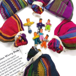 Mini Guatemalan Worry Dolls – 6 Handmade Dolls in Colourful Bag - Etsy