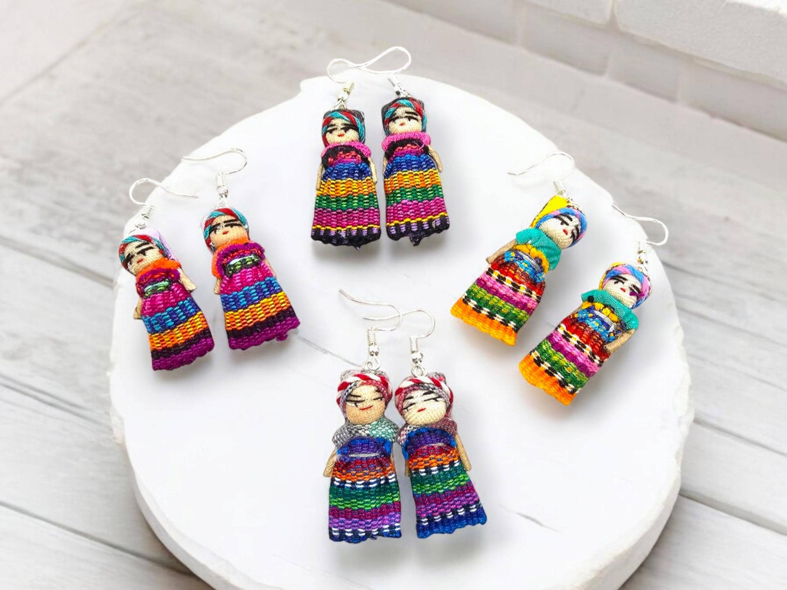 Guatemalan Worry Doll Earrings – Handmade Mayan Doll Drops – Fair Trade ...