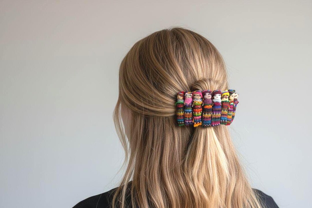 Handmade Guatemalan Worry Doll Hair Clip - Colourful Mayan Folk Art ...