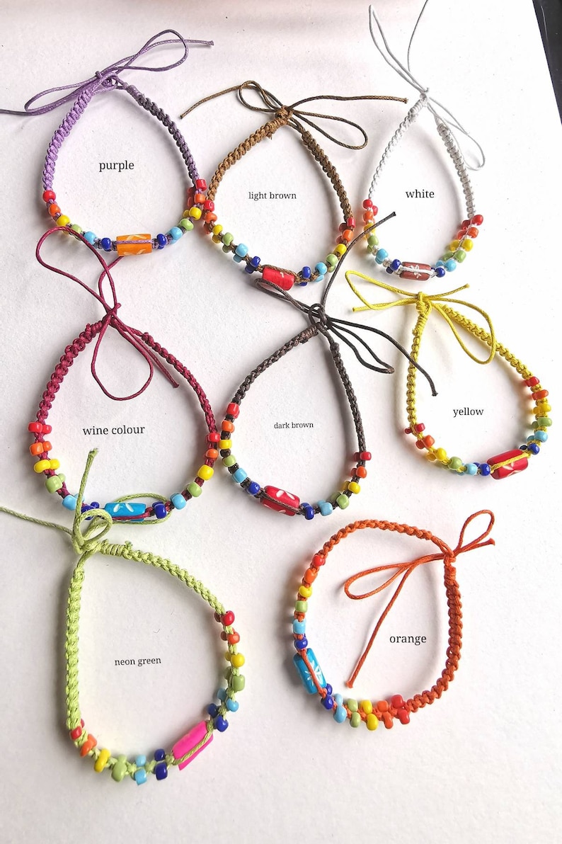 Multi Color Beaded Bracelet Cotton Friendship Bracelet - Etsy