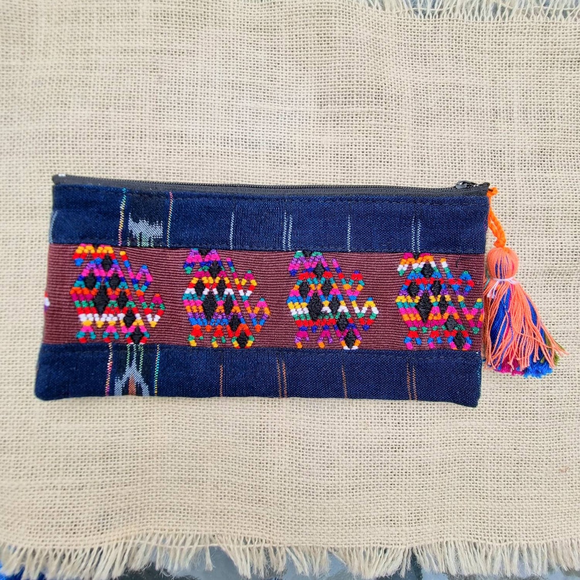 Hand Embroidered Pencil Case Tribal Bag Blue Multicolour - Etsy UK