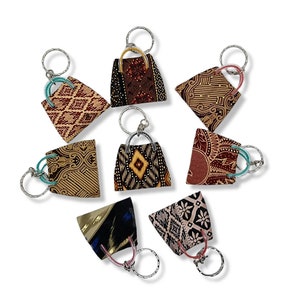 Batik Mini Purse Keyring - Key Ring Charms- Tiny Purse Key Accessories ...