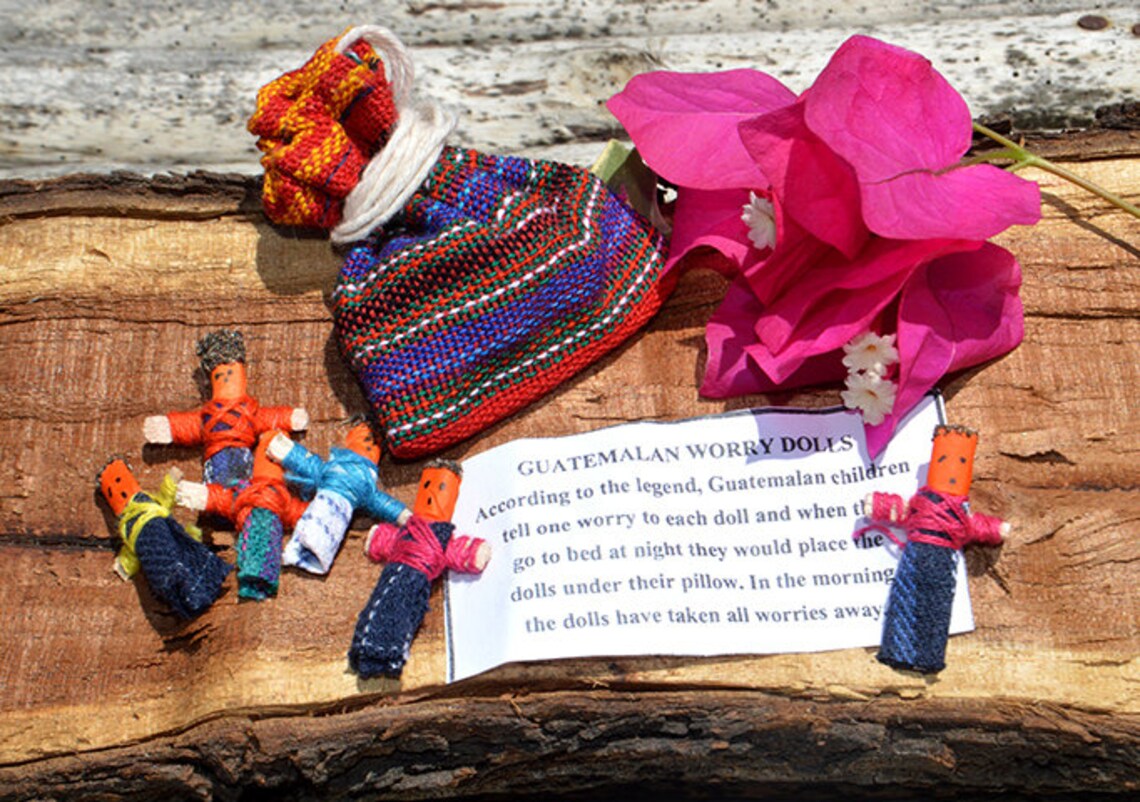 Mini Guatemalan Worry Dolls – 6 Handmade Dolls in Colourful Bag - Etsy