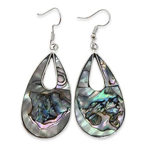 Paua Earrings, Mexican Abalone Inlay Shell Earrings, Teardrop Design ...
