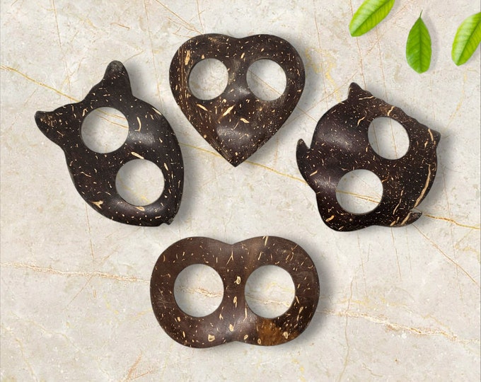 Coconut Shell Sarong Clip, Scarf Holder, Round, Flower, Heart, Oval ...