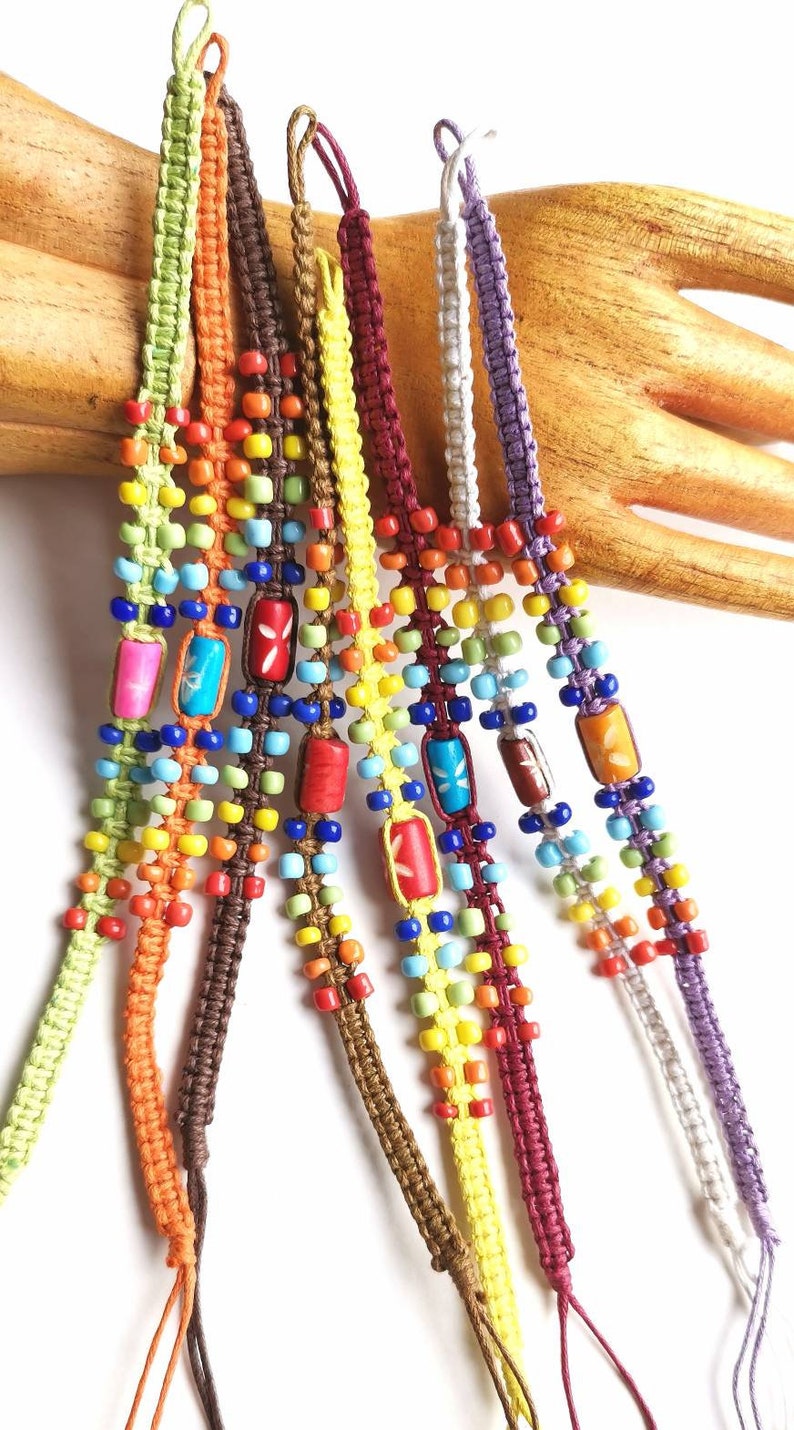 Multi Color Beaded Bracelet Cotton Friendship Bracelet - Etsy