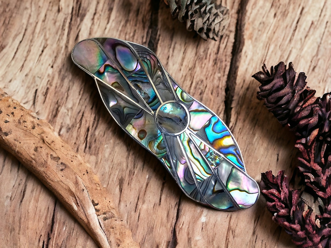 Art Deco Style Abalone Shell Hair Clip, Mother of Pearl Barrette, Shell ...