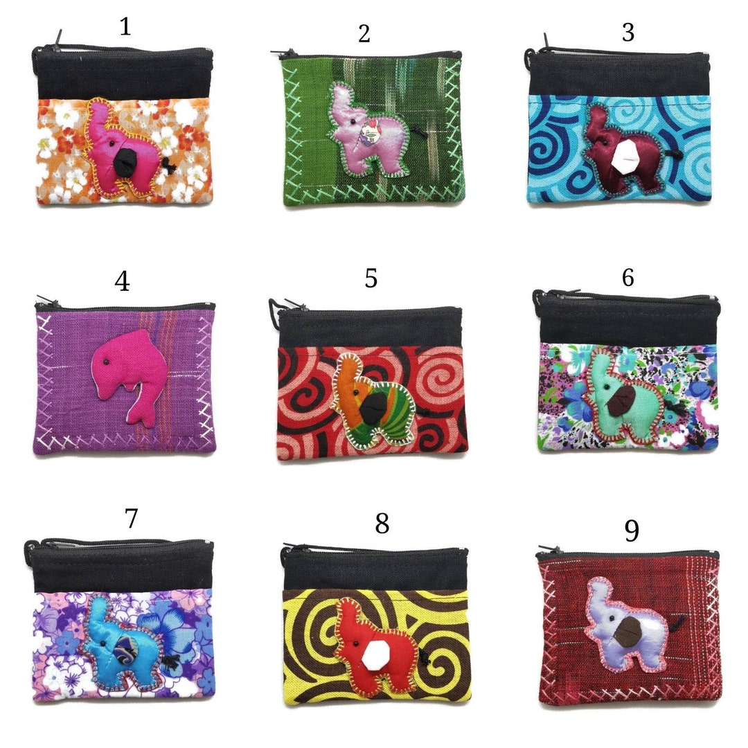 Elephant, and Dolphin Coin Purses Padded Purse Boho Chic Coin Bag ...