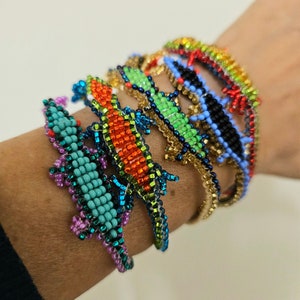 Lizard Inspired Bracelets, Gecko Beaded, Glass Beaded Wristband, Iguana ...