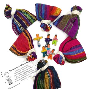 Mini Guatemalan Worry Dolls – 6 Handmade Dolls in Colourful Bag - Etsy