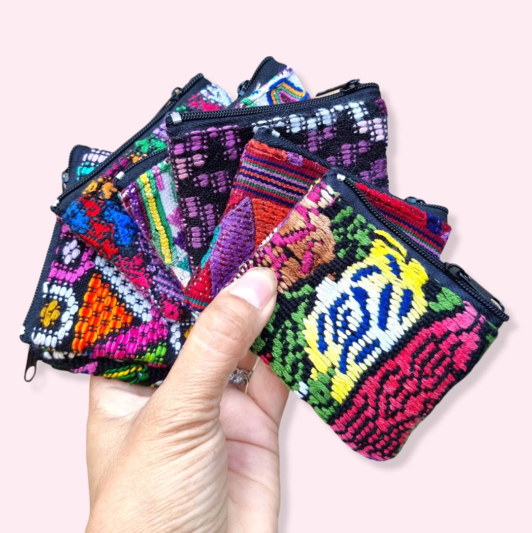 Guatemalan Coin Purse- Huipil Mayan Purse- Embroidered Zippered Pouch ...