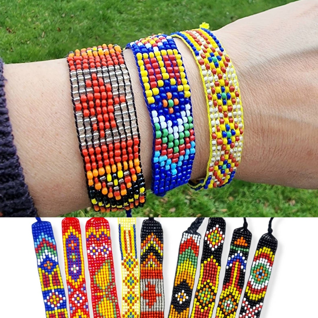 Beaded Friendship Bracelets Patterned Multi Color Boho - Etsy