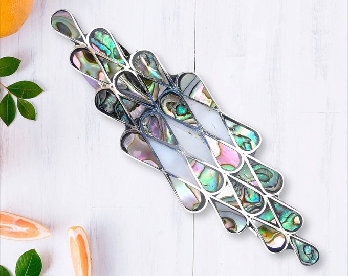Mother of Pearl Abalone Shell Hair Barrette Silver Plated - Etsy UK