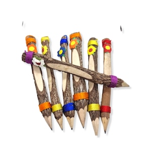 Twig Wooden Pencils, Set of 3 Wooden Twig Pencils, Rustic Wooden ...