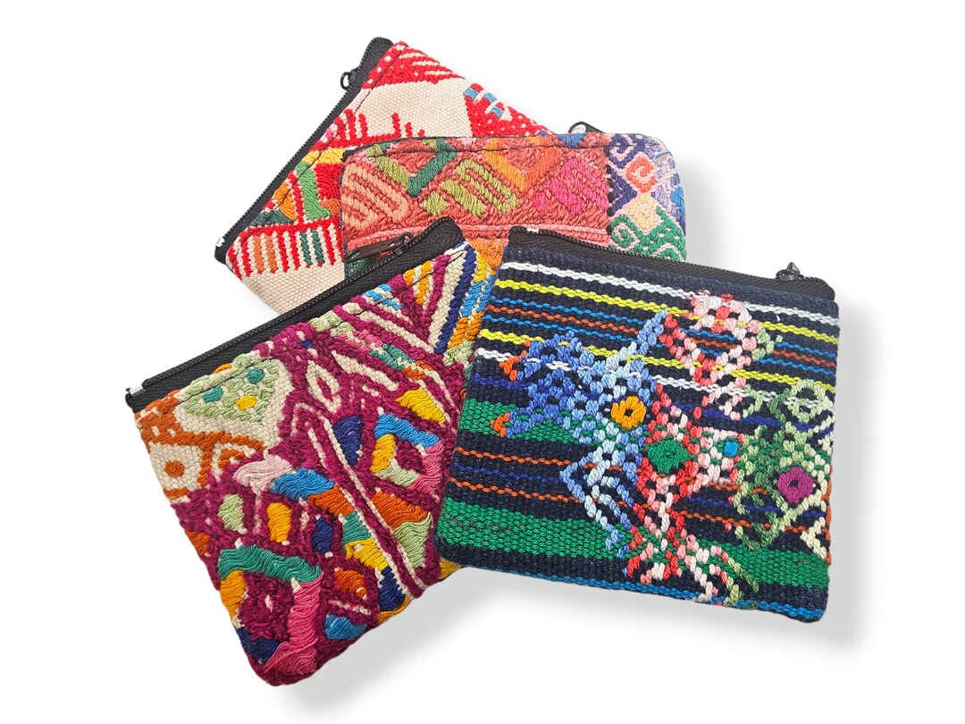 Guatemalan Coin Purse- Huipil Mayan Purse- Embroidered Zippered Pouch ...