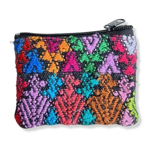 Guatemalan Coin Purse- Huipil Mayan Purse- Embroidered Zippered Pouch ...