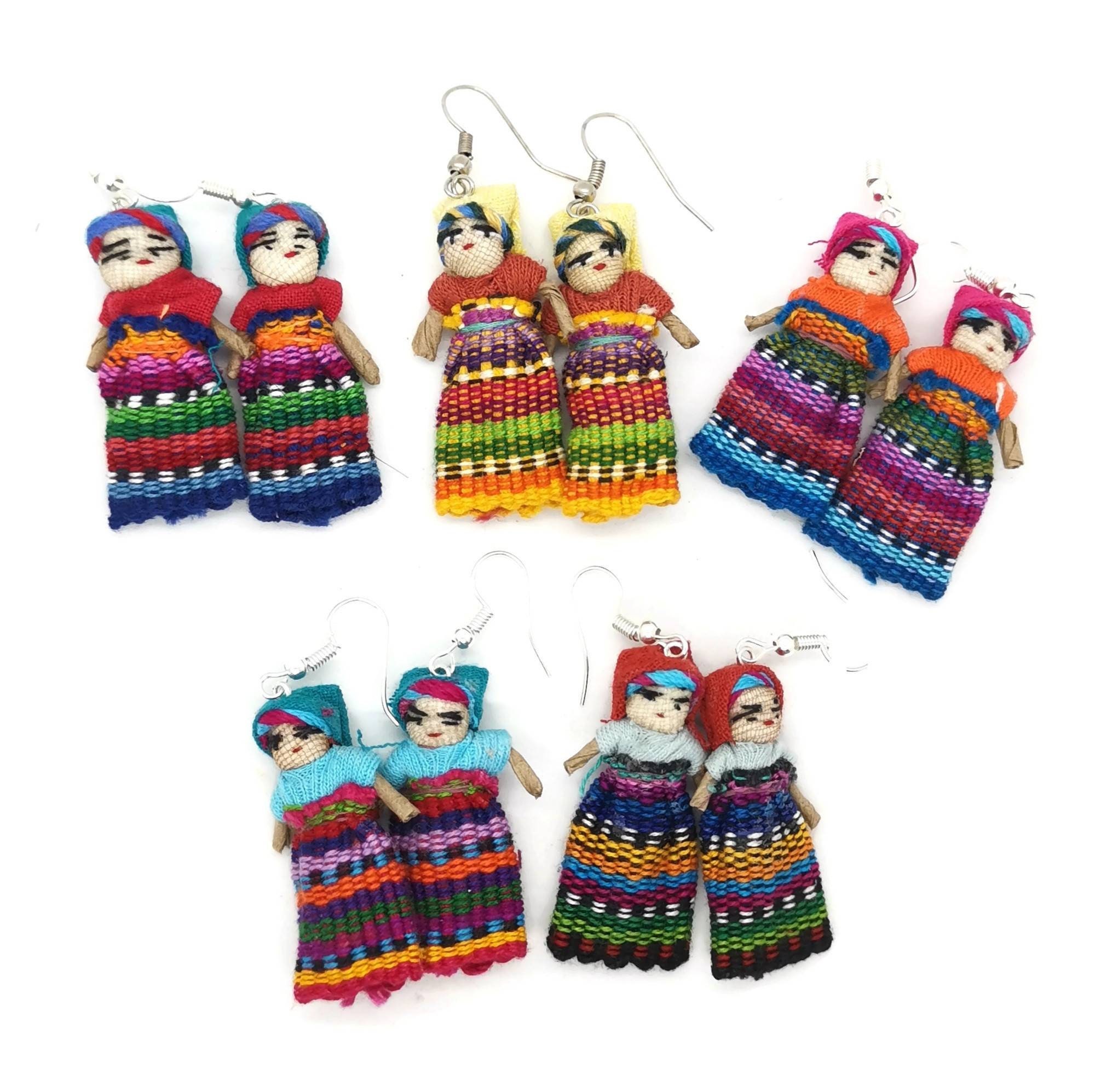 Guatemalan Worry Doll Earrings – Handmade Mayan Doll Drops – Fair Trade ...