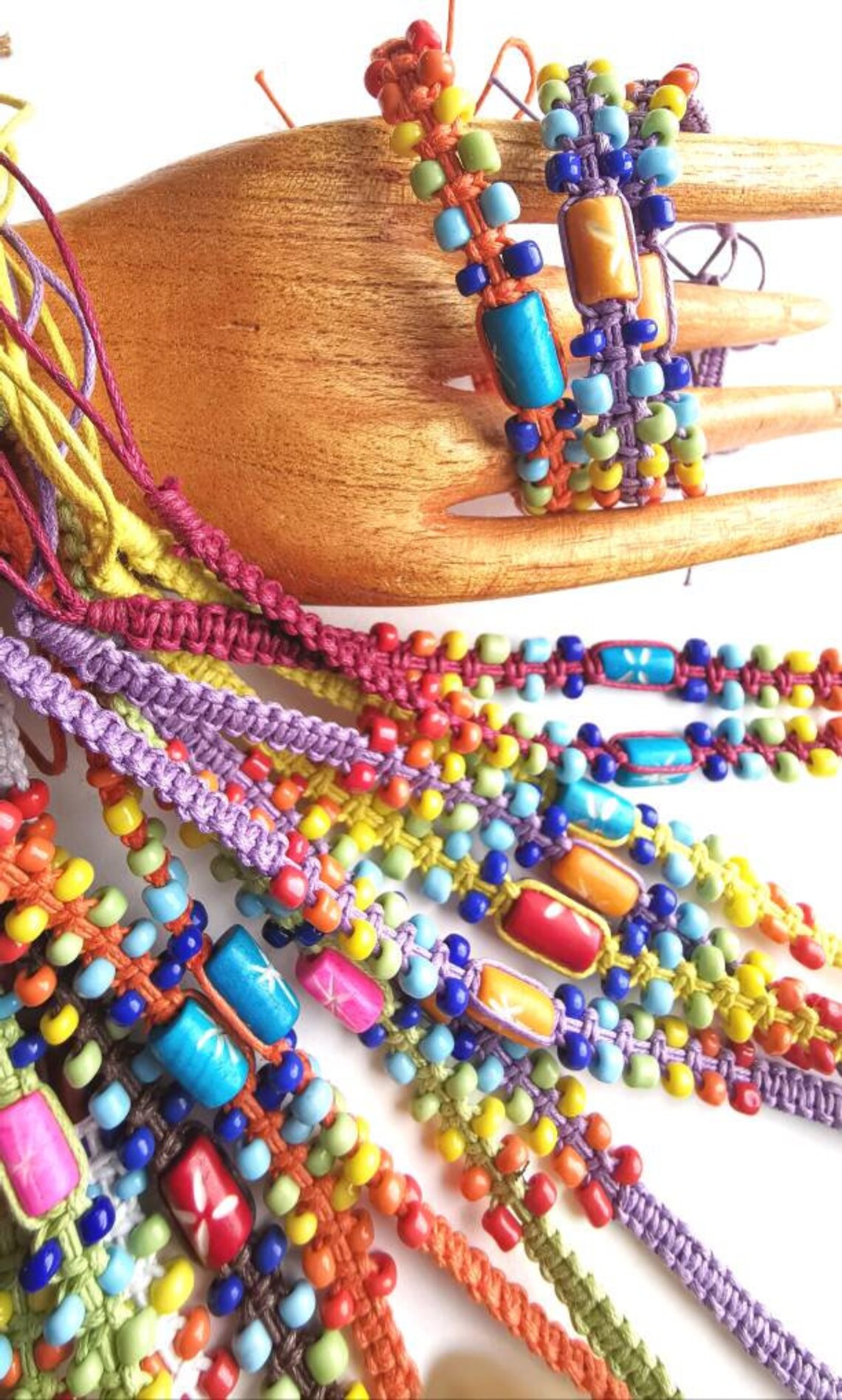 Multi Color Beaded Bracelet Cotton Friendship Bracelet | Etsy