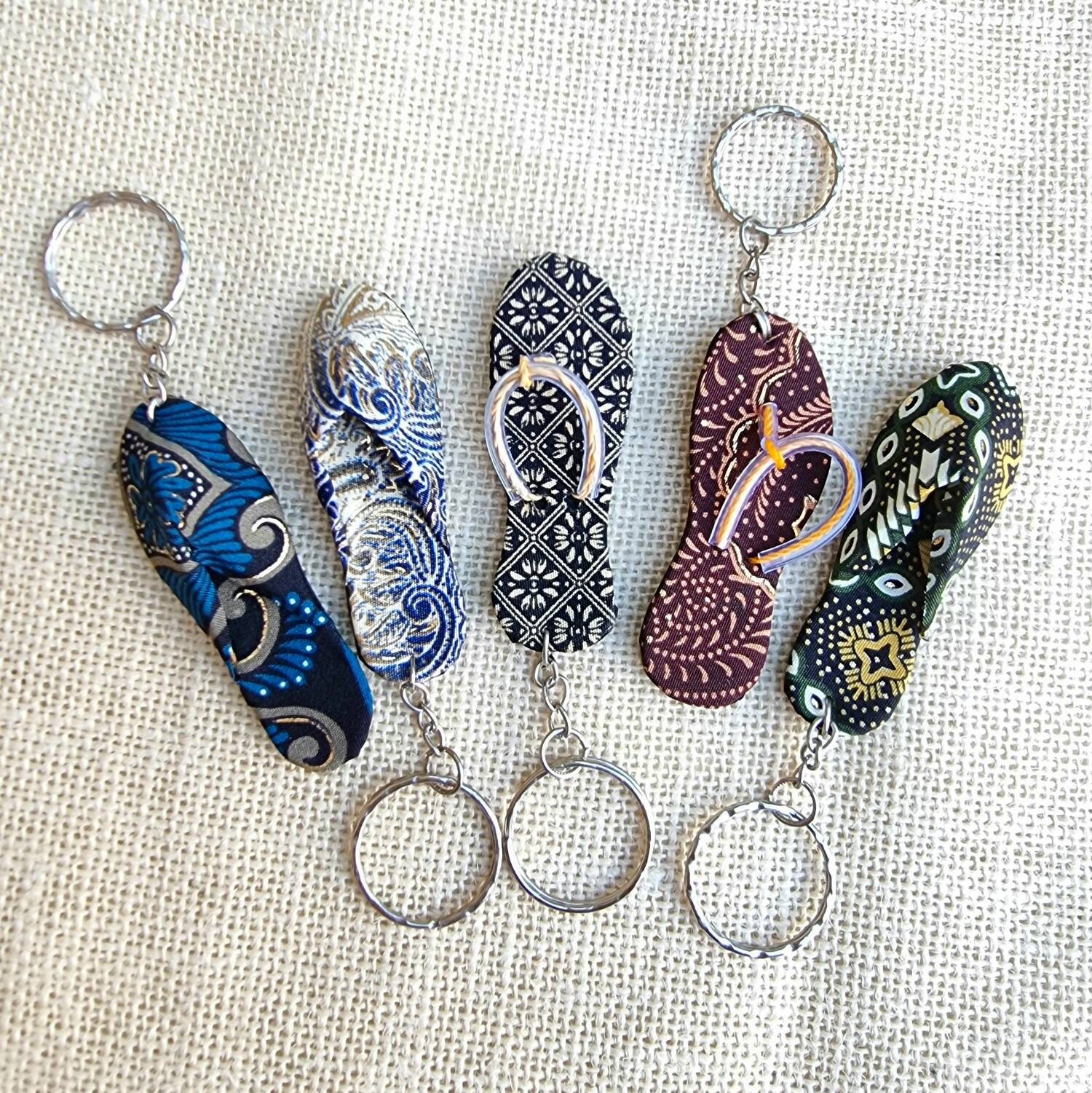 Bohemian Key Rings Set of 5 Batik Sandal Keyring Key Ring - Etsy