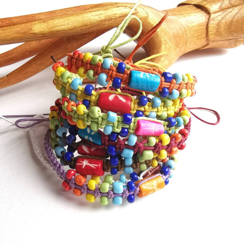 Multi Color Beaded Bracelet Cotton Friendship Bracelet | Etsy